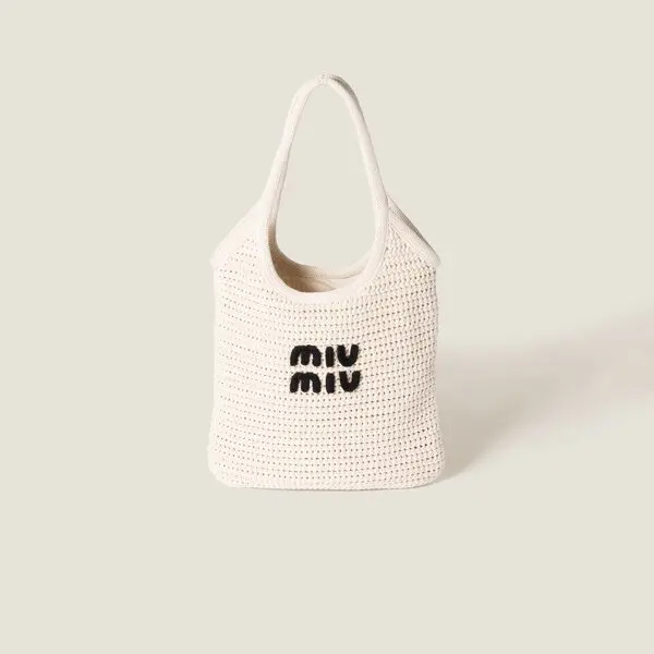 バッグ MIU MIU IVY RAFFIA EFFECT WOVEN TOTE BAG Cocoa/chalk White Ivy Raffia-effect Woven Tote Bag | Miu Miu